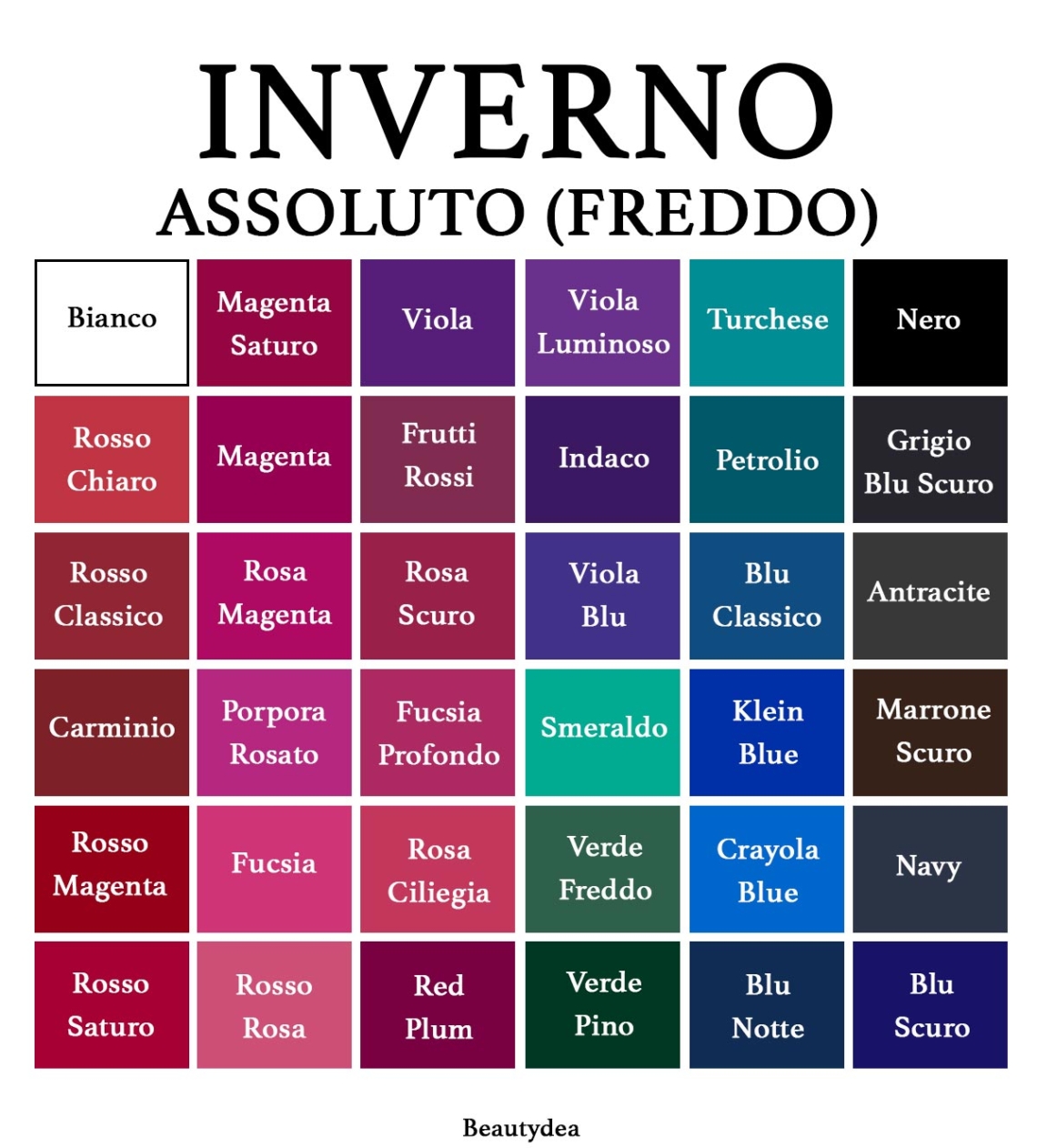 Inverno Armocromia: palette, sottogruppi e colori ideali
